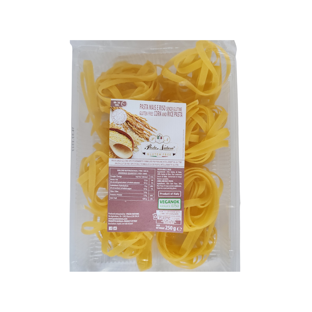 Tagliatelle Italian Pasta made of Corn and Rice Gluten Free Vegan